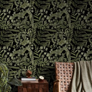 Dark Green Botanical Wallpaper: Whimsigoth Peel and Stick or ...