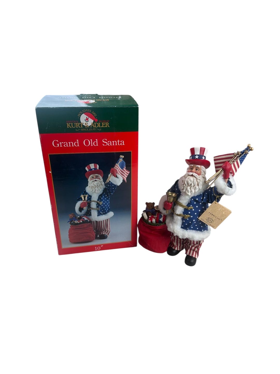 Kurt Adler Grand Old Santa 10” Patriotic Uncle Sam Santa Figurine W ...