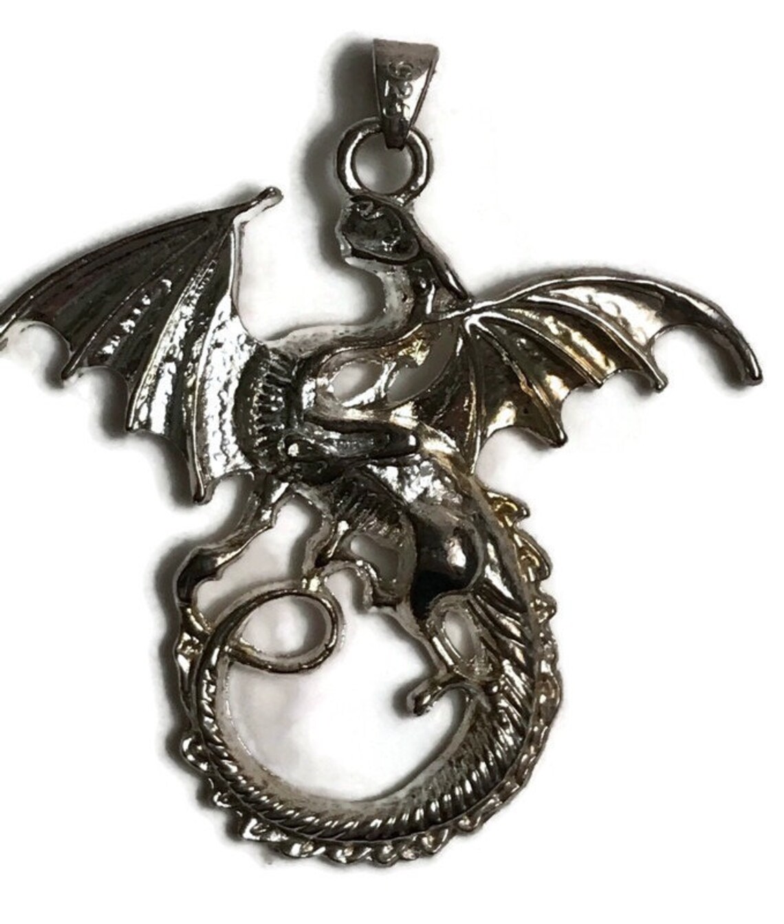 Sterling Silver Dragon Pendant - Etsy