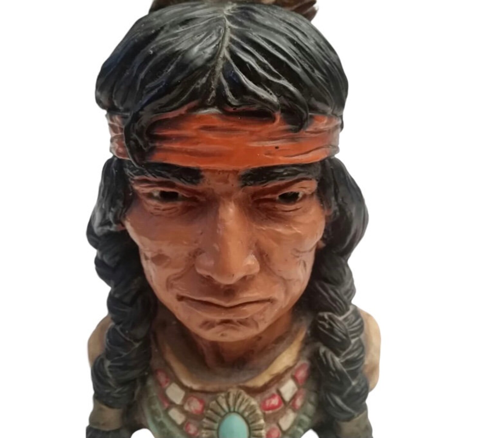 Vintage Universal Statuary Corp Chicago ILL. 1966 Indian Resin Head ...