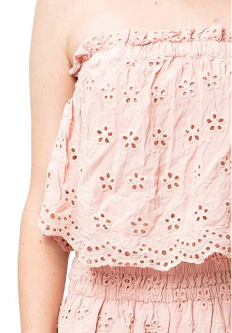 Summer Women's Romantic Eyelet Ruffles Strapless Tube Crop - Etsy