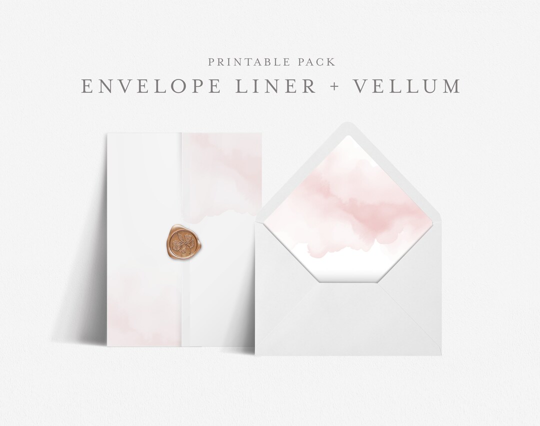 5x7 Envelope Liner Template With Printable Wedding Vellum Overlay, Euro ...