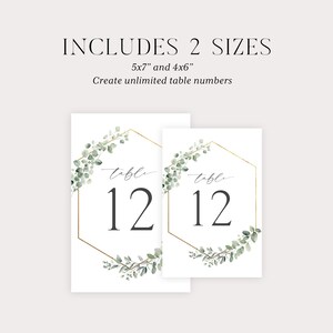 Printable Greenery Table Numbers, Printable Eucalyptus Table Numbers ...