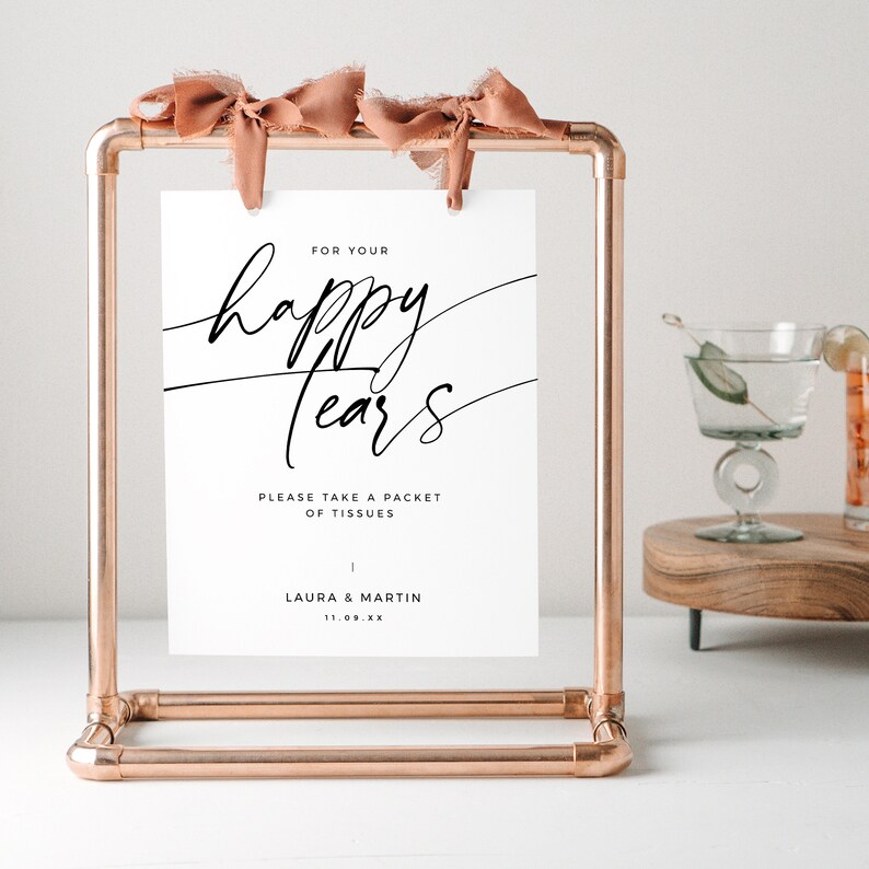 Wedding Tissue Sign, Happy Tears Wedding Ceremony Sign, Wedding Favors ...