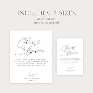 Cheers to Love Bar Sign, Modern Champagne Wedding Drinks Sign, Sip Sip ...