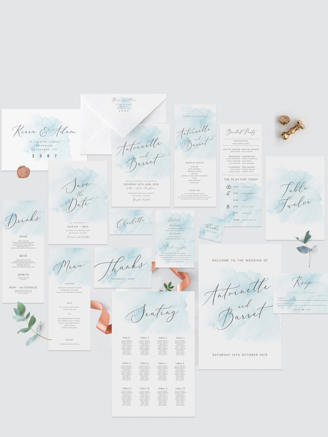 Wedding Invitation Set / Bundle INSTANT DOWNLOAD Template - Etsy