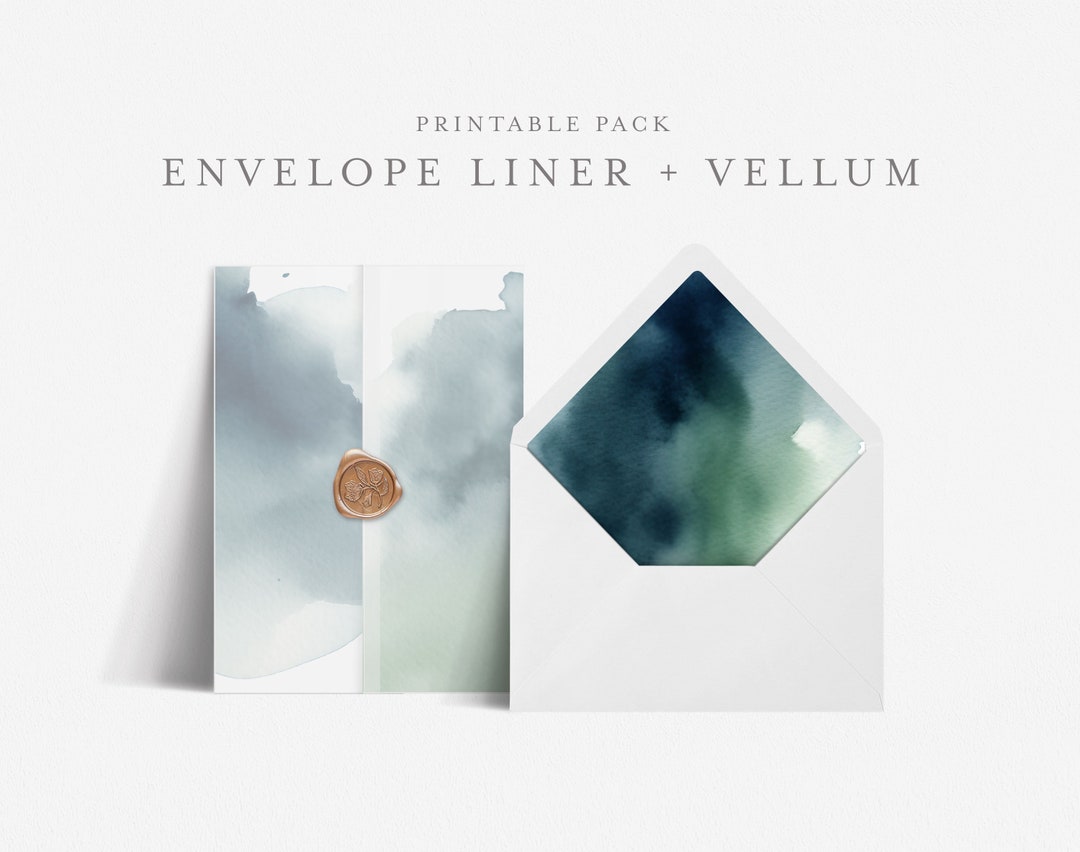 5x7 Envelope Liner Template With Printable Wedding Vellum Overlay, Euro ...