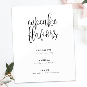 Cupcake Flavors Sign, INSTANT DOWNLOAD, Bridal Sign, Cake Sign, Sweets ...