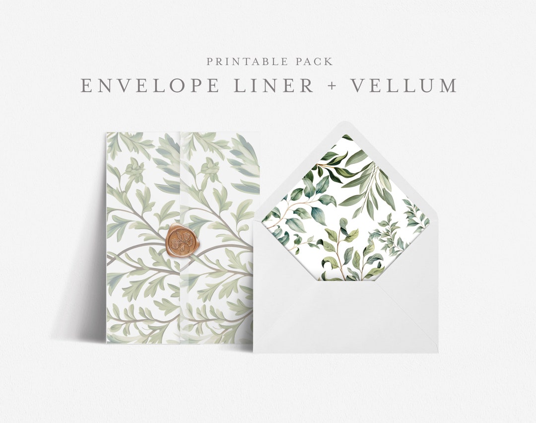 5x7 Envelope Liner Template With Printable Wedding Vellum Overlay, Euro ...
