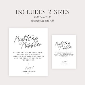 Night Cap Nibbles Bar Sign, Midnight Snack Bar Sign, Modern Food Sign ...