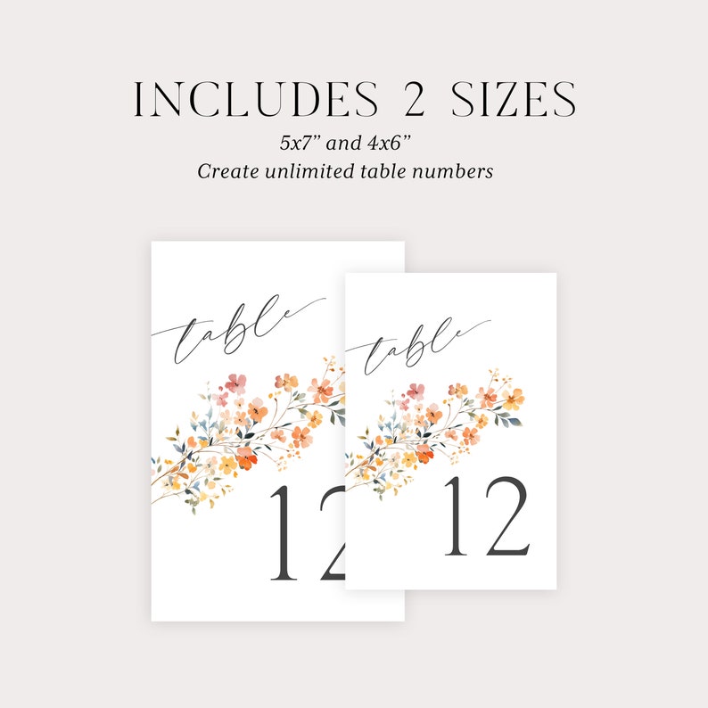 Printable Wildflowers Table Numbers, Printable Boho Table Numbers, Find ...
