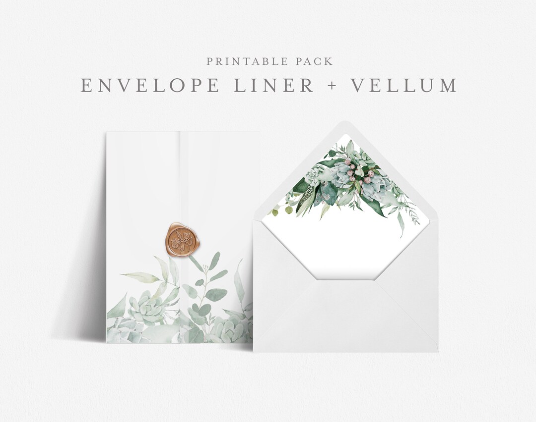 5x7 Envelope Liner Template With Printable Wedding Vellum Overlay, Euro ...