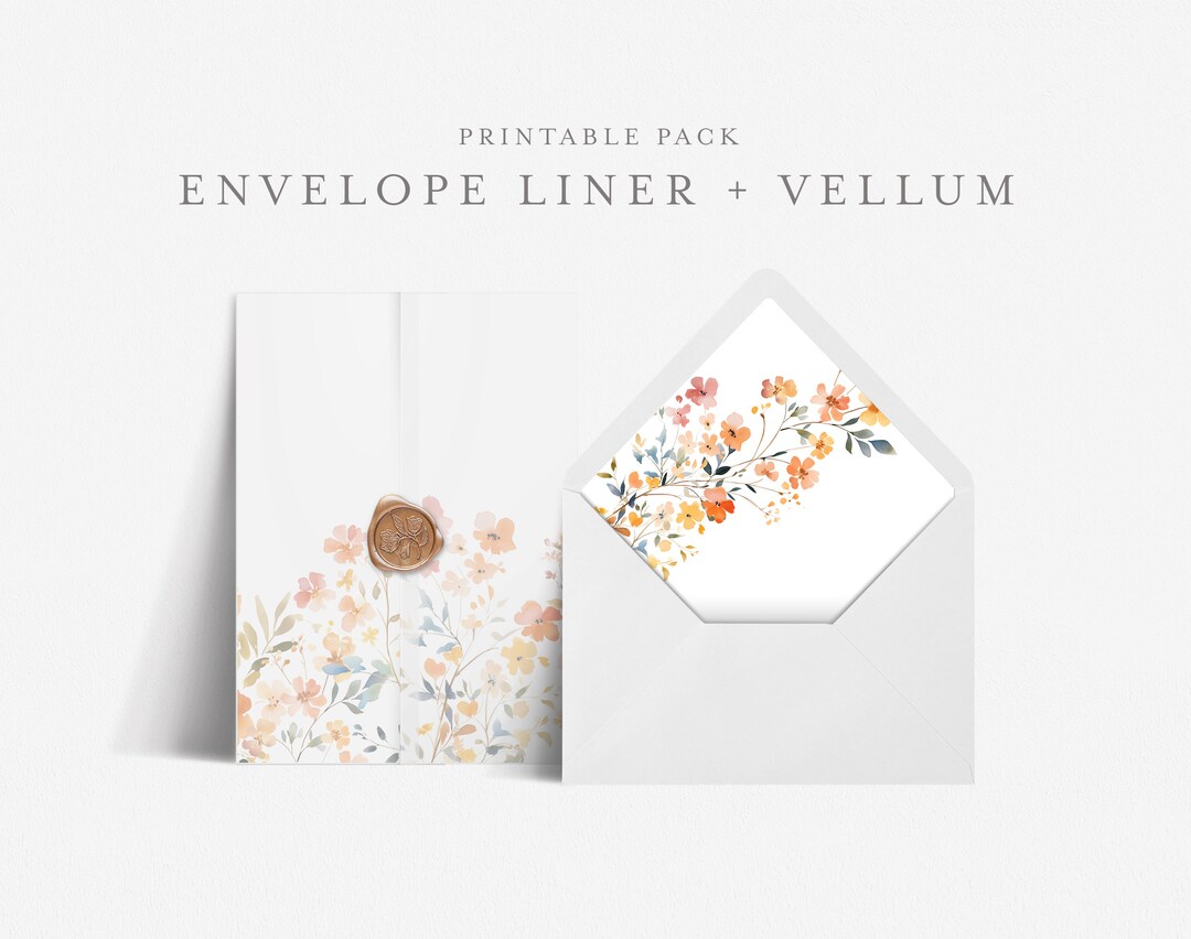 5x7 Envelope Liner Template With Printable Wedding Vellum Overlay, Euro ...