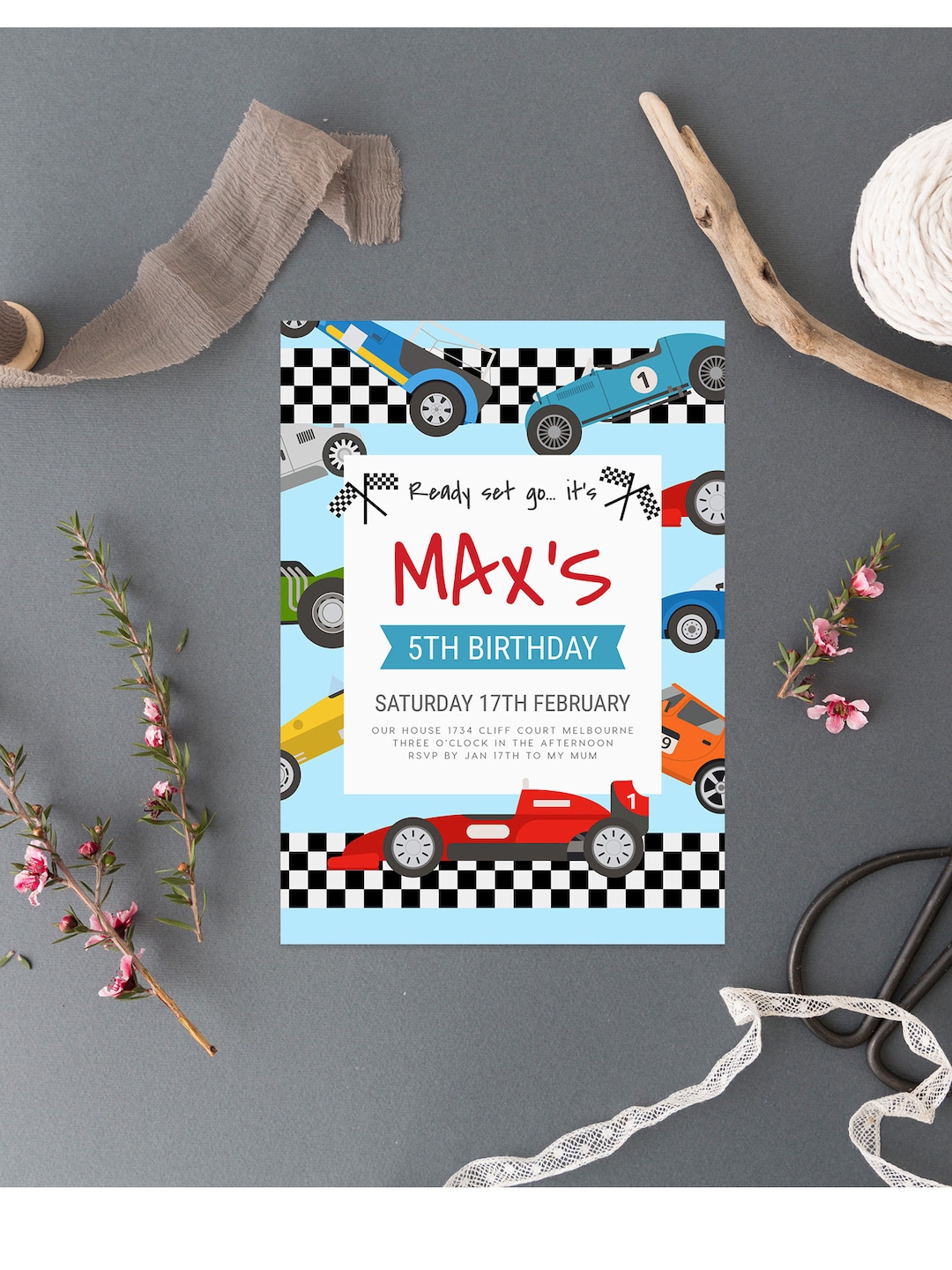 Cars 5th Birthday Invitation INSTANT DOWNLOAD, Invites, Boys Fifth ...