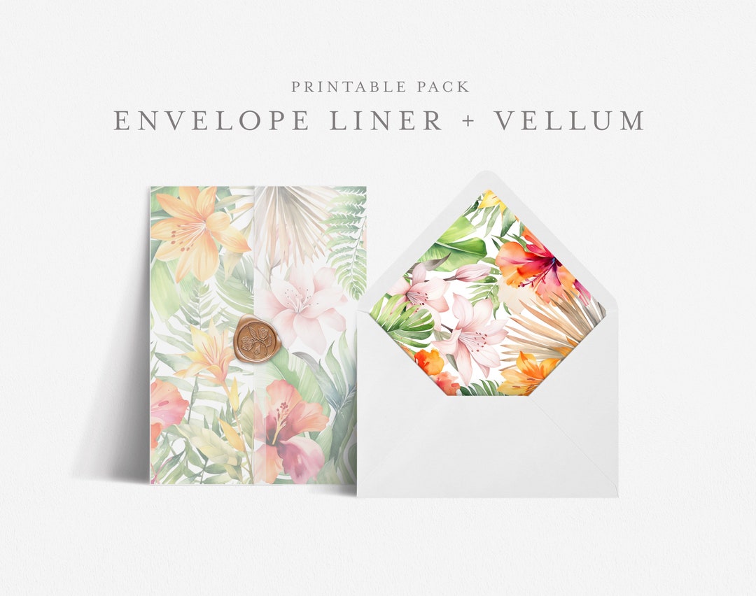 5x7 Envelope Liner Template With Printable Wedding Vellum Overlay, Euro ...