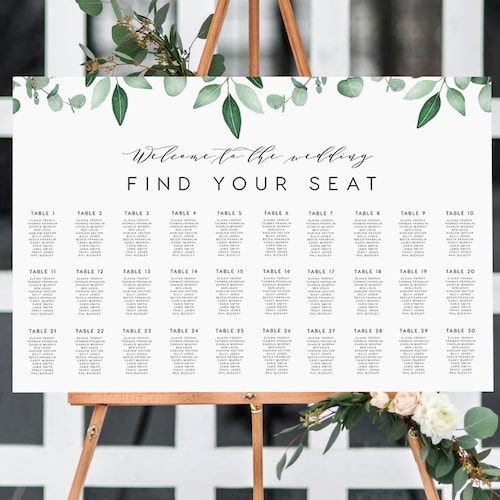 Landscape Seating Chart INSTANT DOWNLOAD Portrait - Etsy