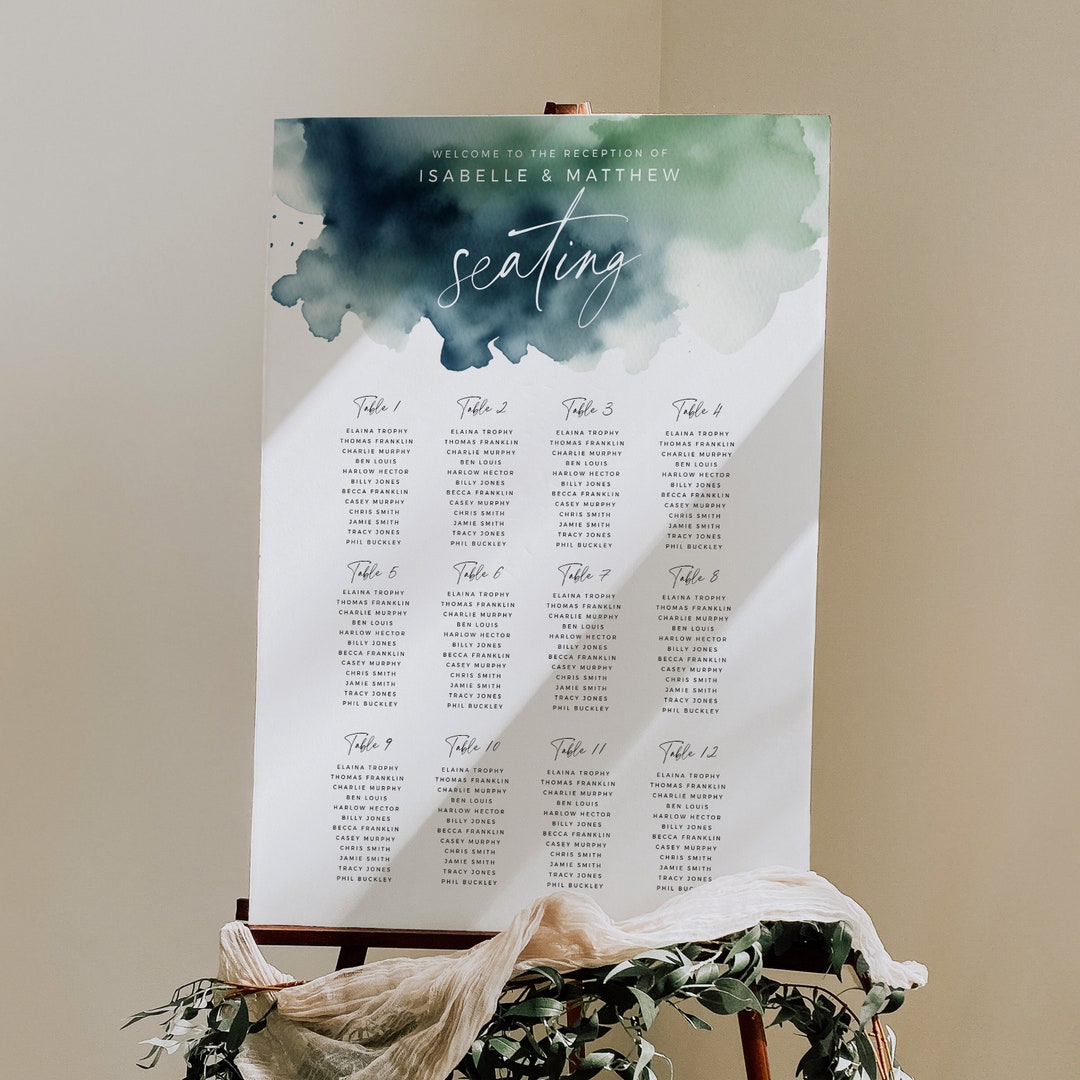 Navy and Sage Wedding Seating Chart Template INSTANT DOWNLOAD ...