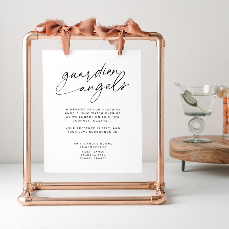 Printable Guardian Angels Sign, in Loving Memory Wedding Sign, Simple ...