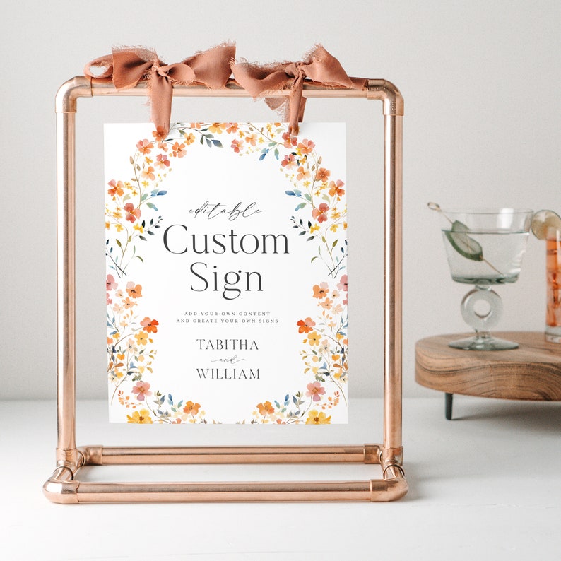 Wildflower Custom Sign Template, Create Your Own Sign, Reception ...