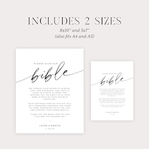 Sign Our Bible Sign, Printable Wedding Christian Guestbook, Minimal ...