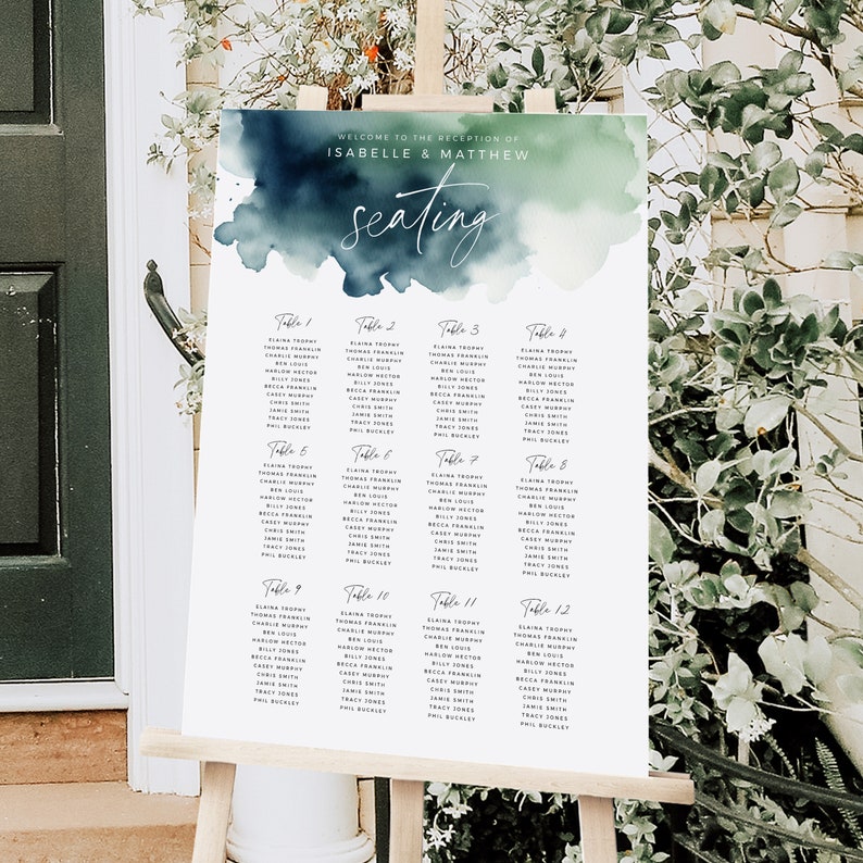 Navy and Sage Wedding Seating Chart Template INSTANT DOWNLOAD ...