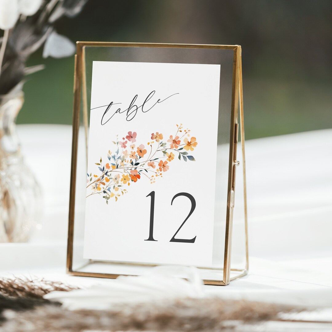 Printable Wildflowers Table Numbers, Printable Boho Table Numbers, Find ...