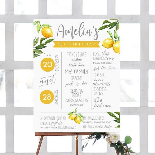EDITABLE Lemon Birthday Board Lemons Chalkboard Poster - Etsy