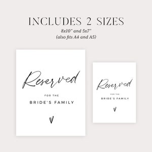 Reserved Seating Sign Ceremony Wedding Sign Template, Elegant Reserved ...