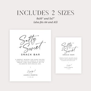 Snack Bar Sign for Wedding, Printable Wedding Salty and Sweet Sign ...
