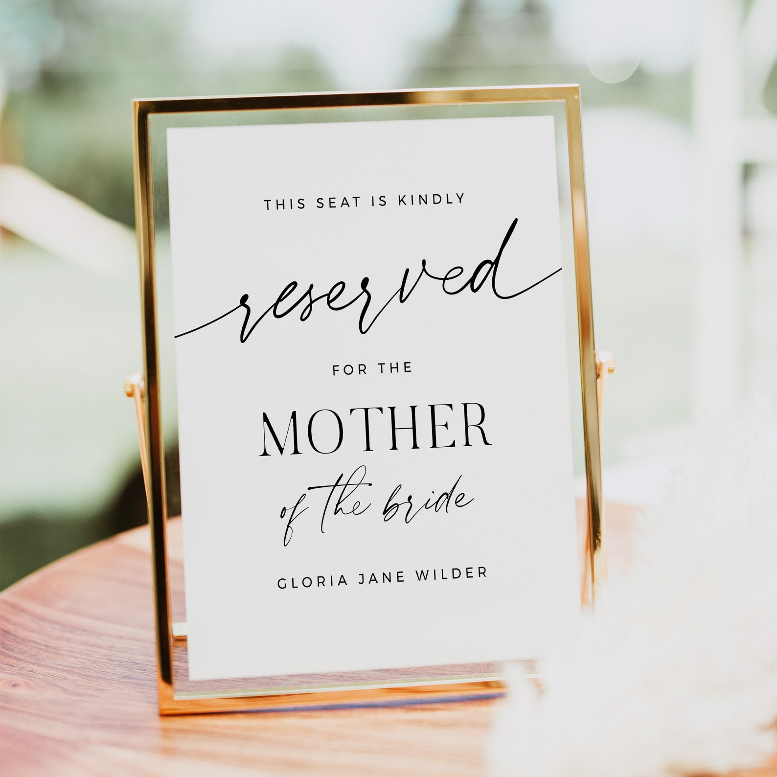 Reserved Seating Tag & Sign Ceremony Wedding Sign Template, Elegant ...