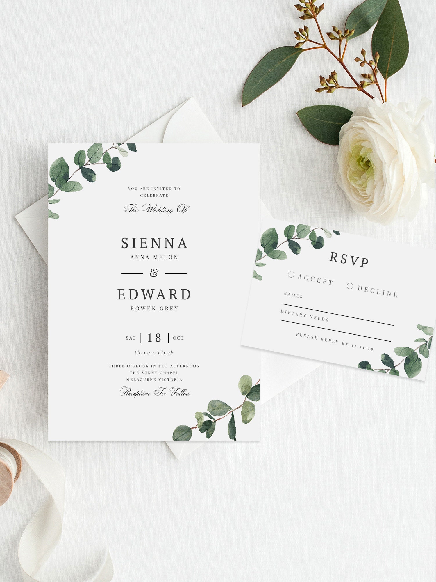 Wedding Invite and RSVP Card INSTANT DOWNLOAD Set Suite - Etsy