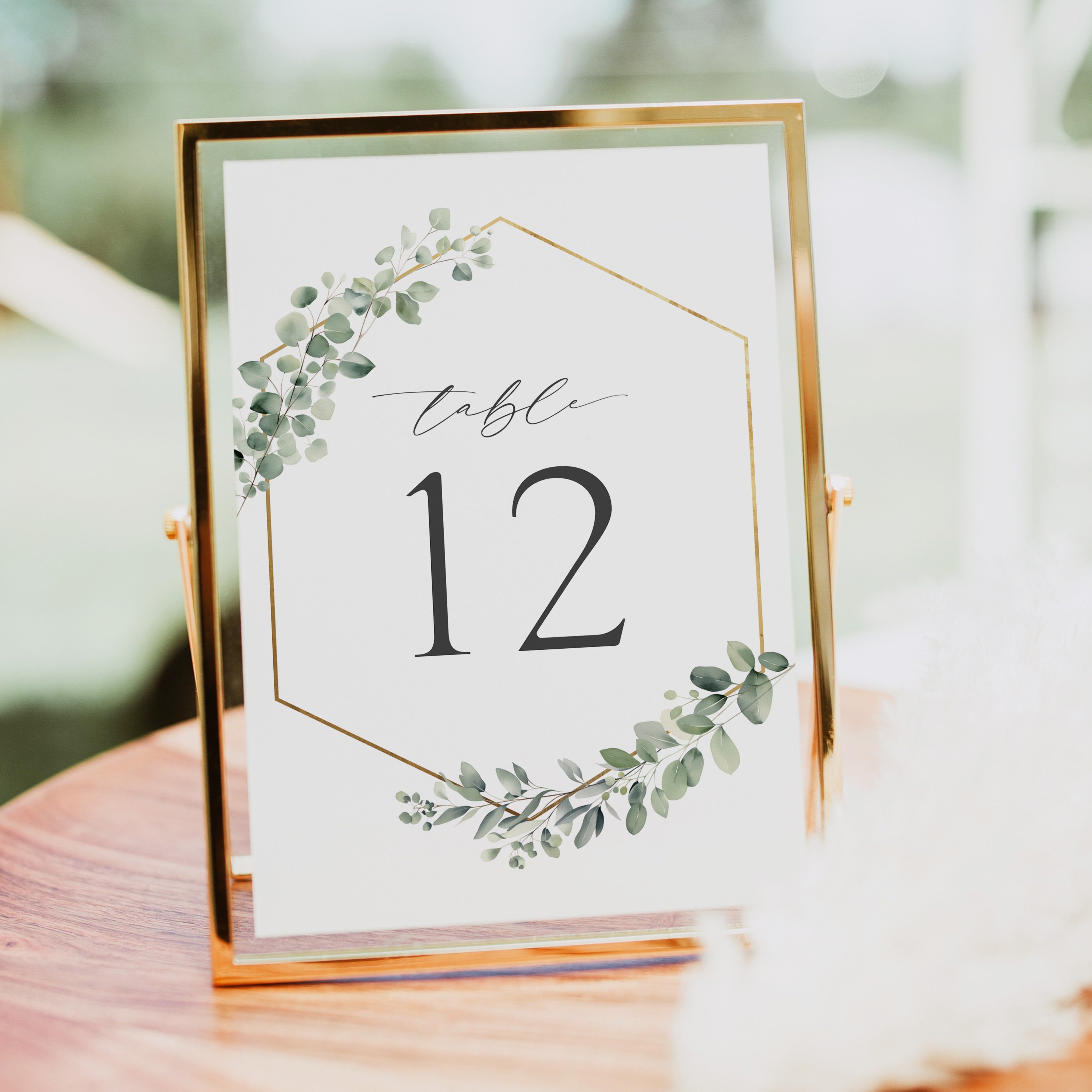 Printable Greenery Table Numbers, Printable Eucalyptus Table Numbers ...