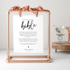Sign Our Bible Sign, Printable Wedding Christian Guestbook, Minimal ...