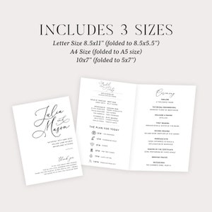 Church Wedding Printable Program, Folded Minimalist Wedding Program ...