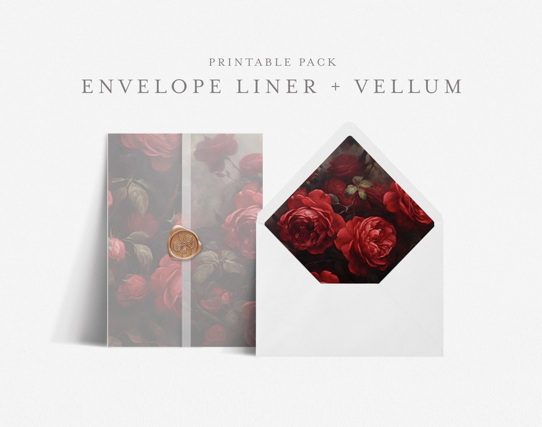 5x7 Envelope Liner Template With Printable Wedding Vellum Overlay, Euro ...