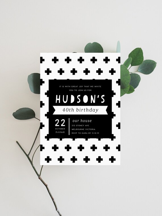 Templates Weddings Minimalist 40th Birthday Invitation Template Modern ...