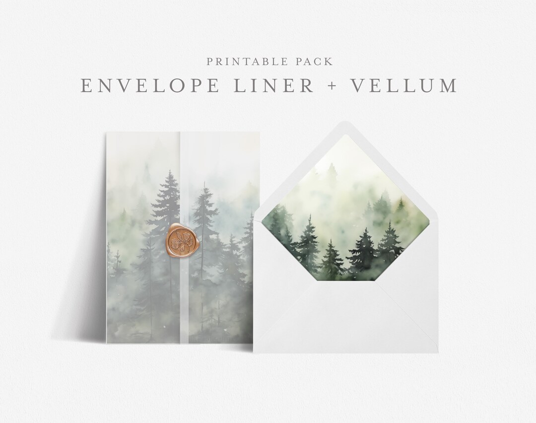 5x7 Envelope Liner Template With Printable Wedding Vellum Overlay, Euro ...