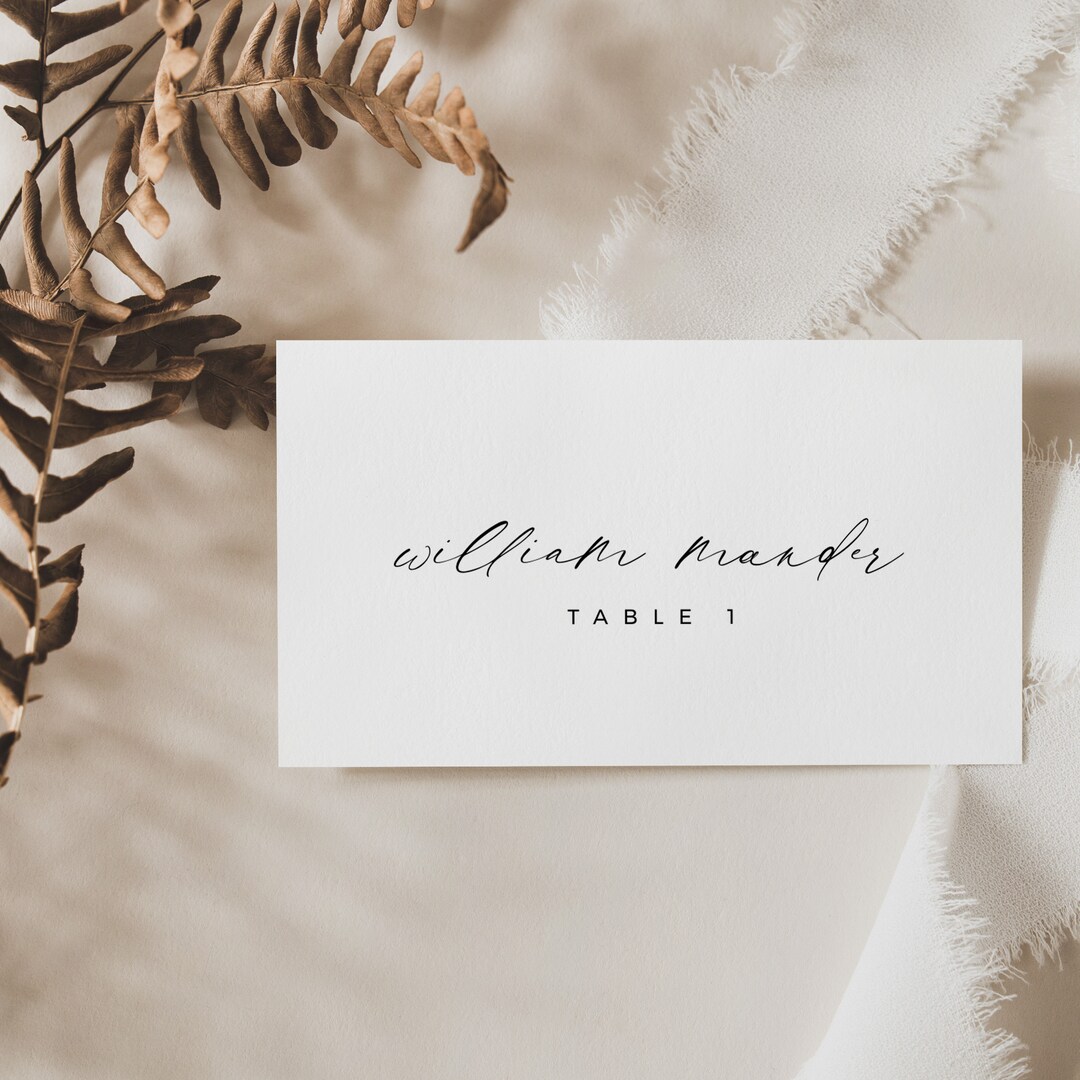 Rustic Place Card Template Meal Icons, Flat Folded, Printable ...