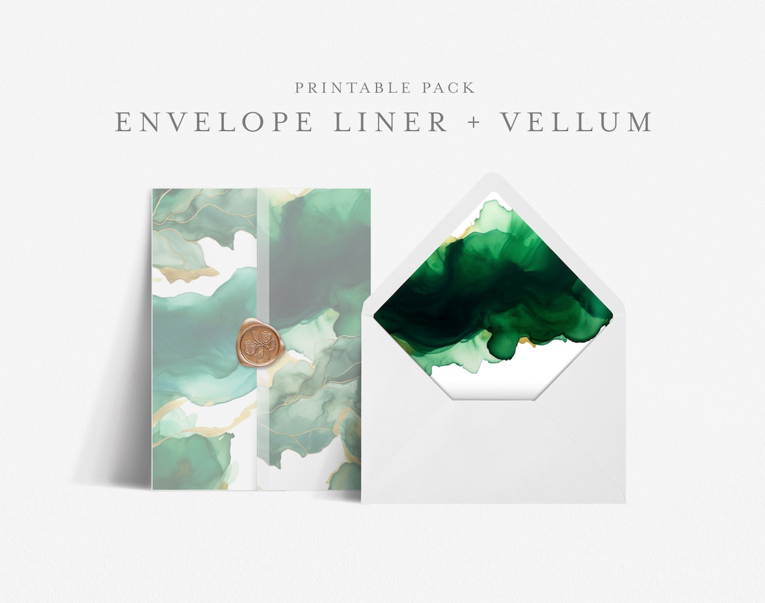 5x7 Envelope Liner Template With Printable Wedding Vellum Overlay, Euro ...