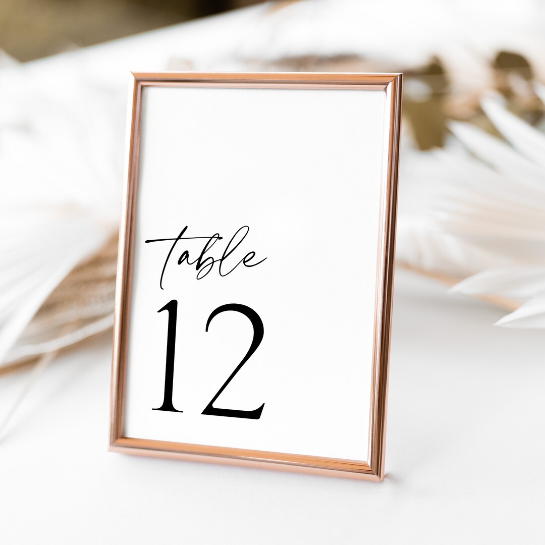 Printable Minimalist Table Numbers, Printable Simple Table Numbers ...