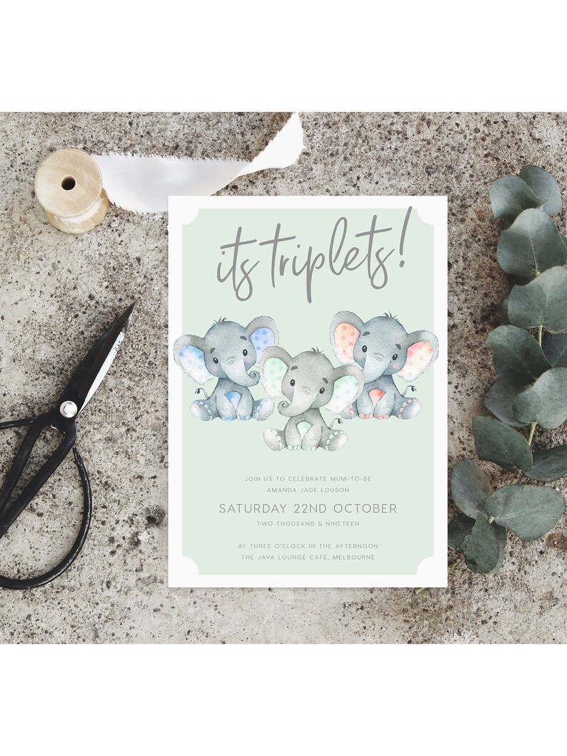 Its Triplets Baby Shower Invitation INSTANT DOWNLOAD Editable - Etsy