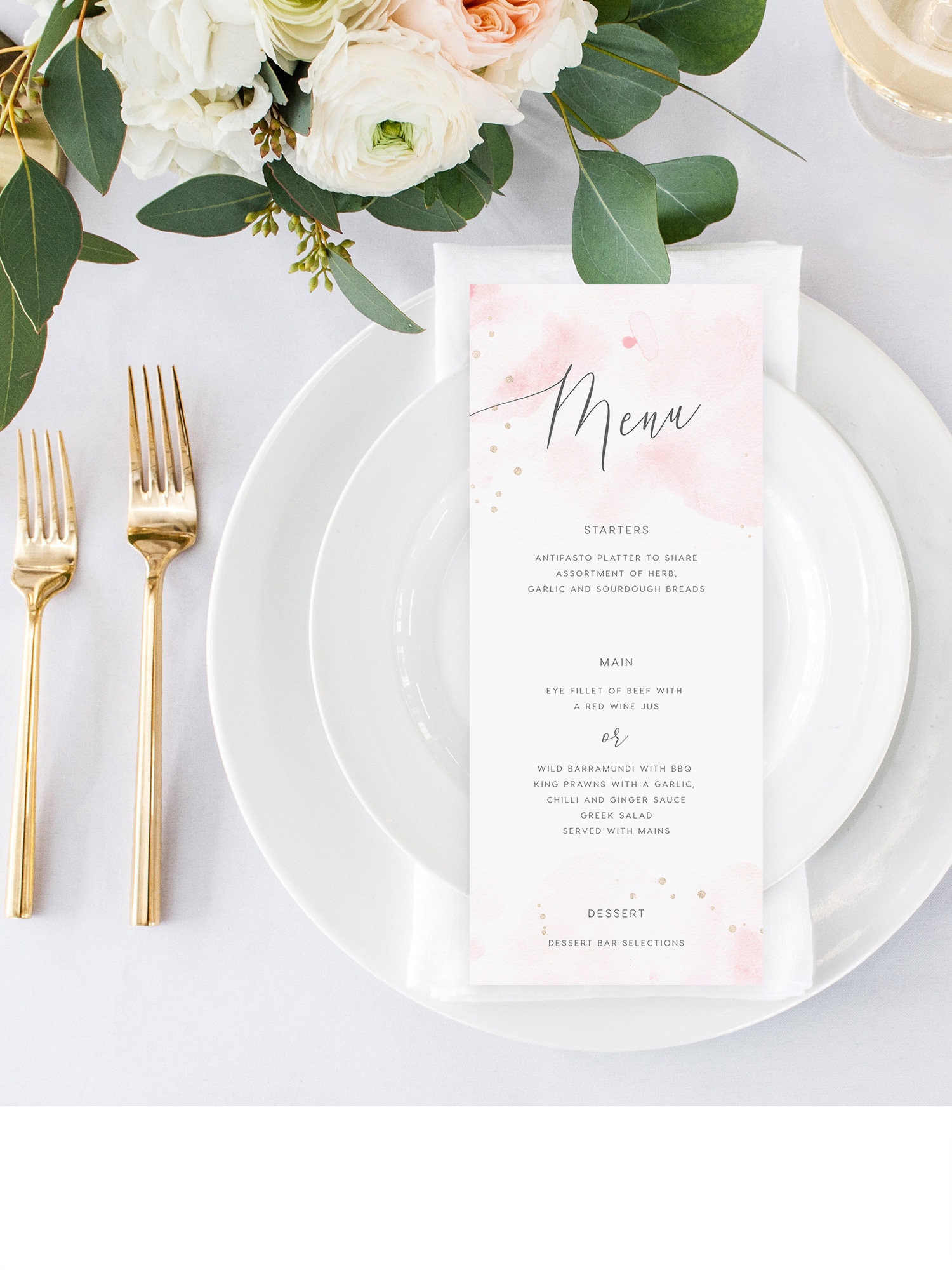Wedding Menu Templett Rustic Menus Pink Flowers Editable pdf DIY ...