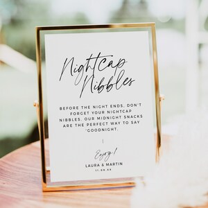 Night Cap Nibbles Bar Sign, Midnight Snack Bar Sign, Modern Food Sign ...