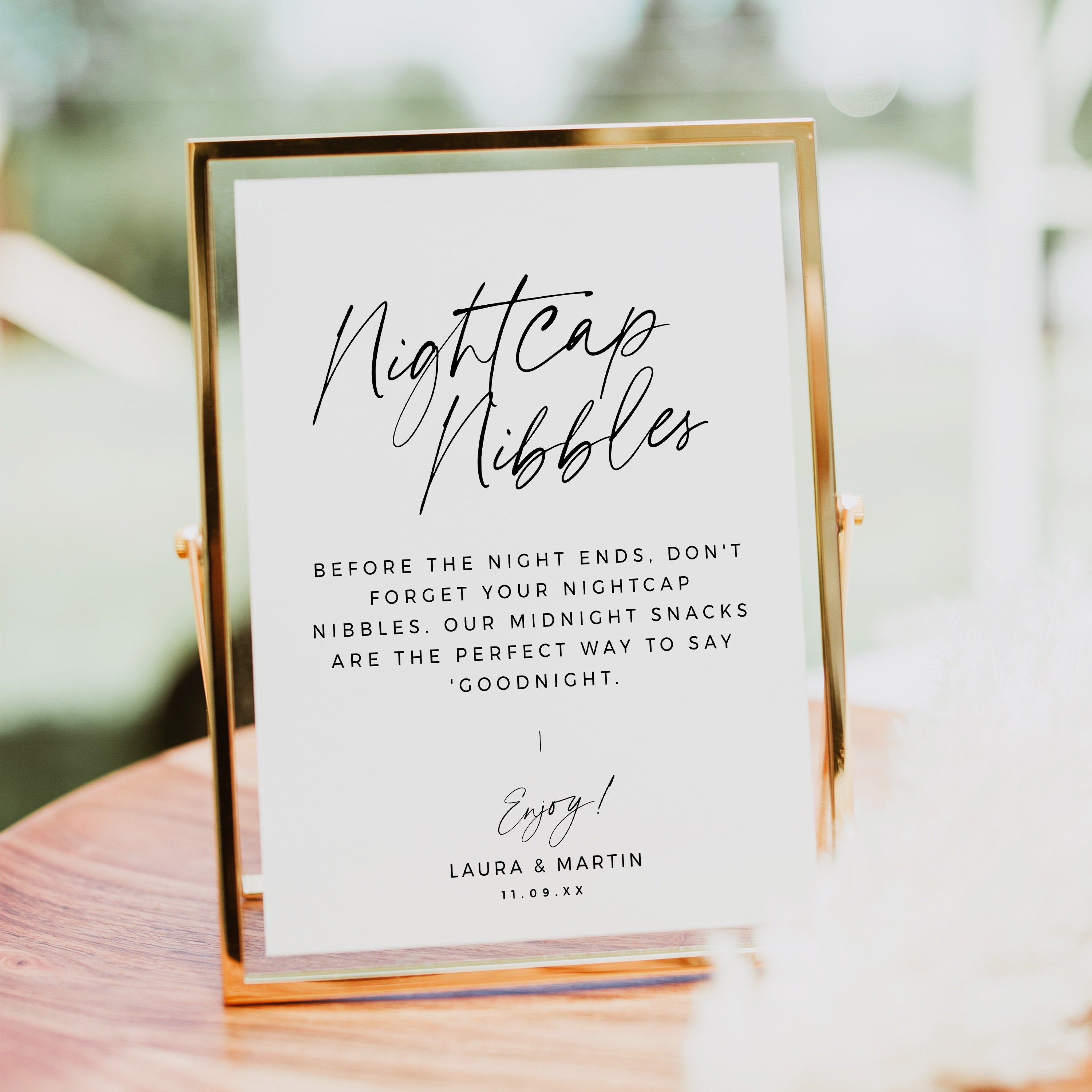 Night Cap Nibbles Bar Sign, Midnight Snack Bar Sign, Modern Food Sign ...