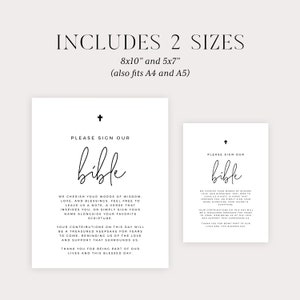 Sign Our Bible Sign, Printable Wedding Christian Guestbook, Minimal ...
