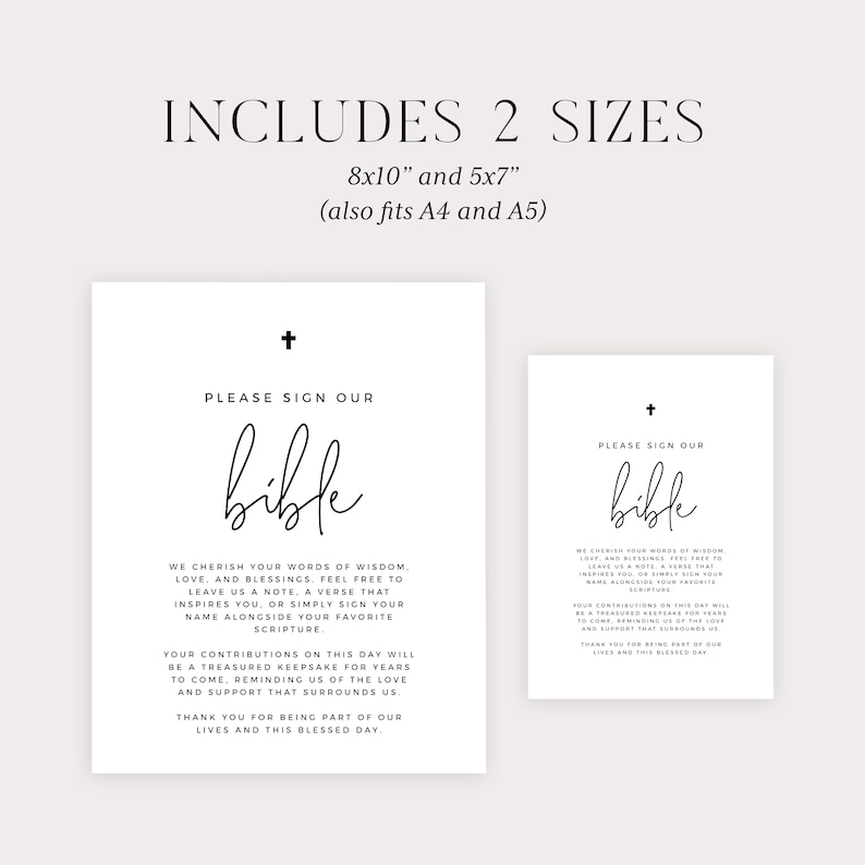 Sign Our Bible Sign, Printable Wedding Christian Guestbook, Minimal ...