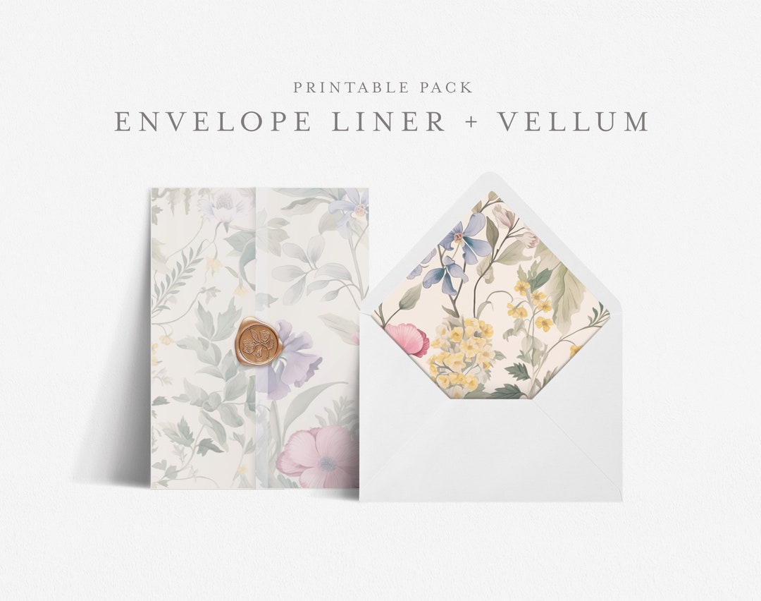 5x7 Envelope Liner Template With Printable Wedding Vellum Overlay, Euro ...