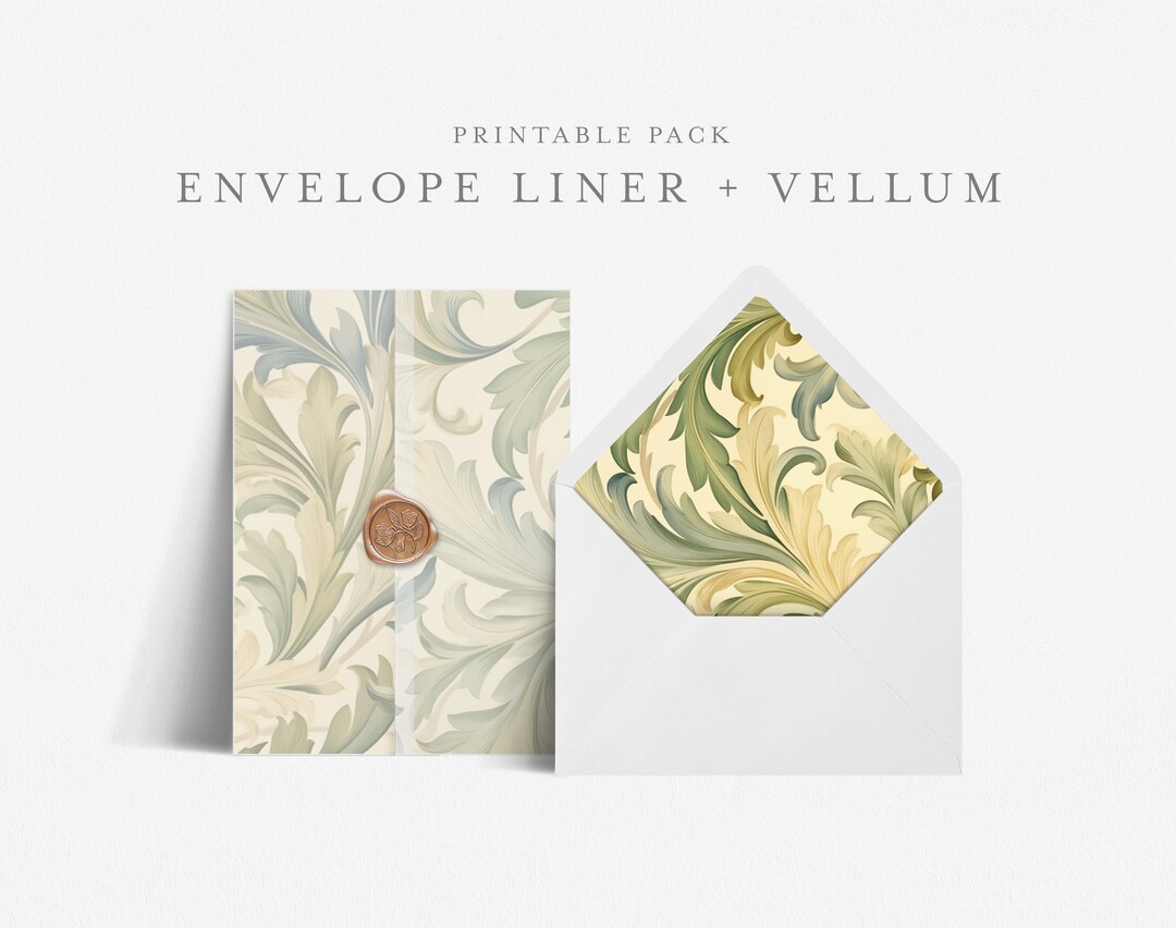 5x7 Envelope Liner Template With Printable Wedding Vellum Overlay, Euro ...
