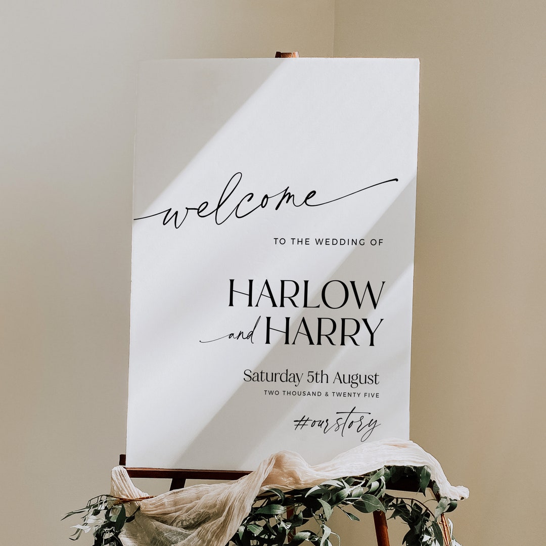 Wedding Welcome Sign Template, Welcome Poster, Modern Editable DIY ...