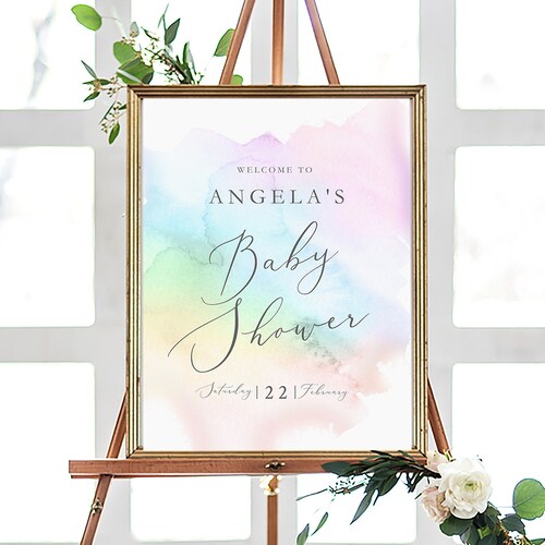 Rainbow Baby Shower Welcome Sign Template Printable Party - Etsy